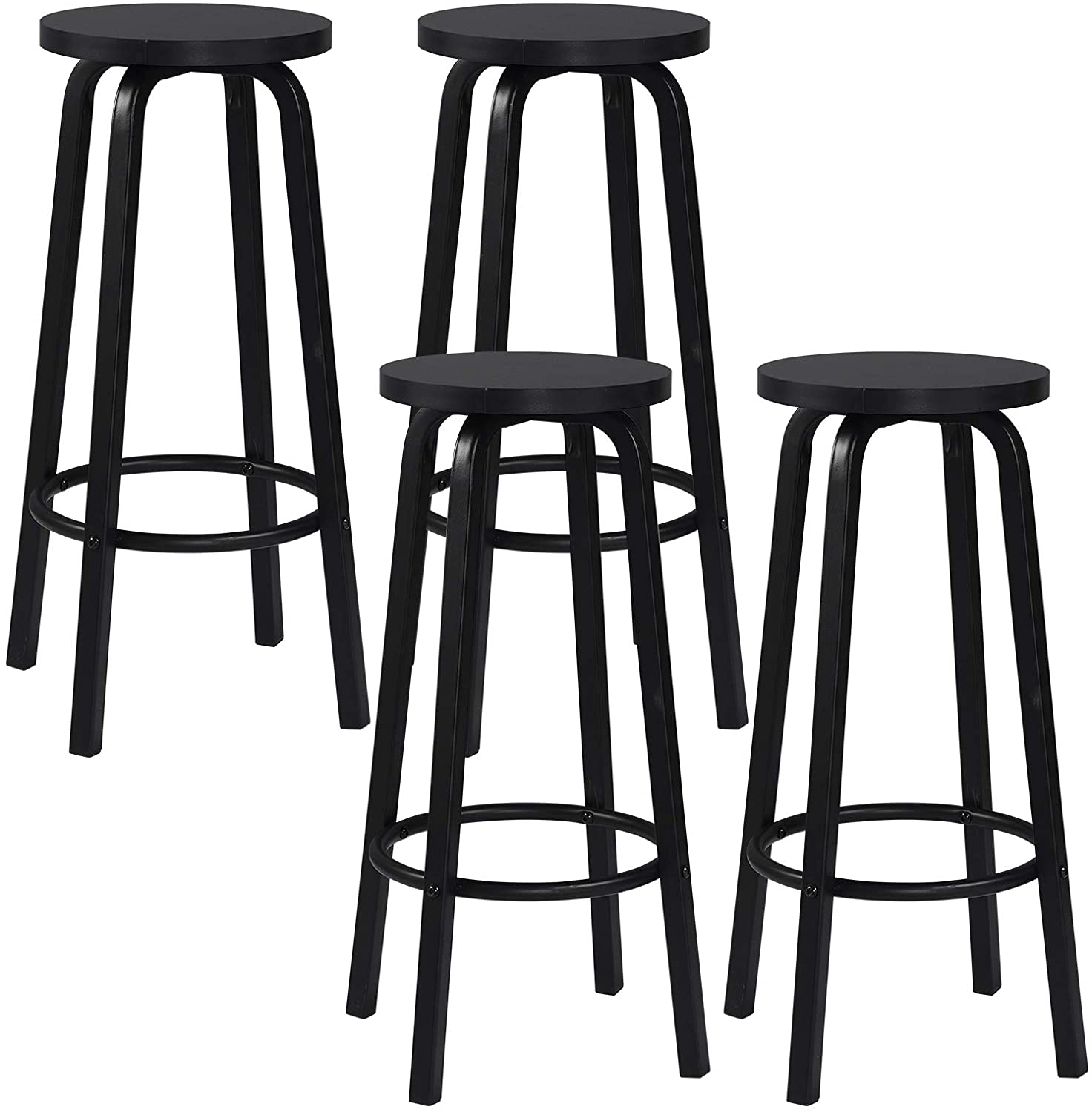WOLTU Lot de 4 Tabourets de Bars， Rond Structure en métal Assise en MDF ...