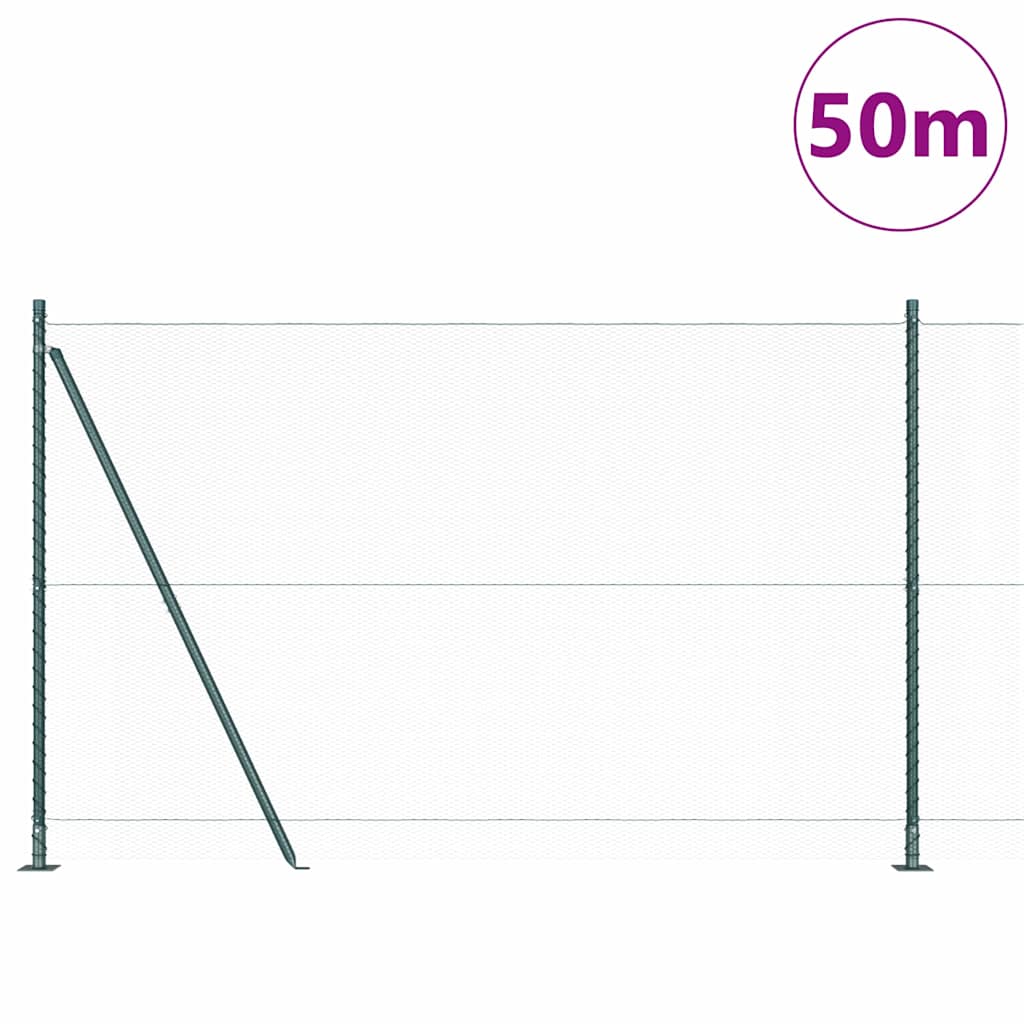 Reja con postes Verde 1.6 x 50 m Acero recubierto de PVC - COMFORTXL ...