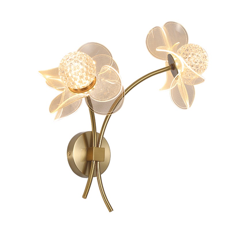 Applique murale rétro de luxe en forme de fleur avec lampe ...
