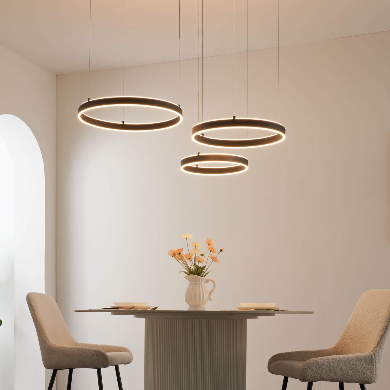 Grand lustre LED dimmable cercles lumineux - Blisko | Leroy Merlin