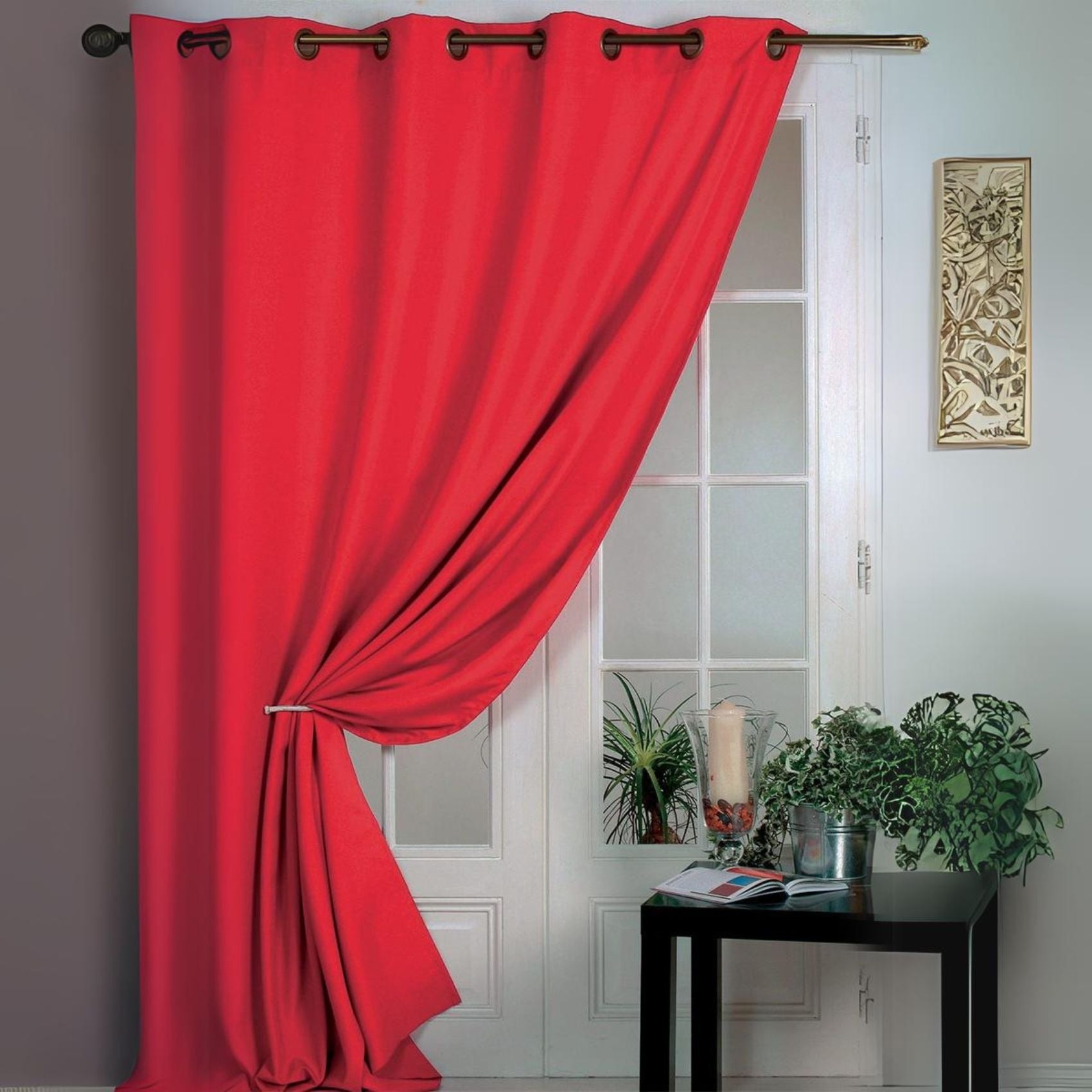 Rideau occultant isolant envers gratté molletonné - Rouge Orangé ...