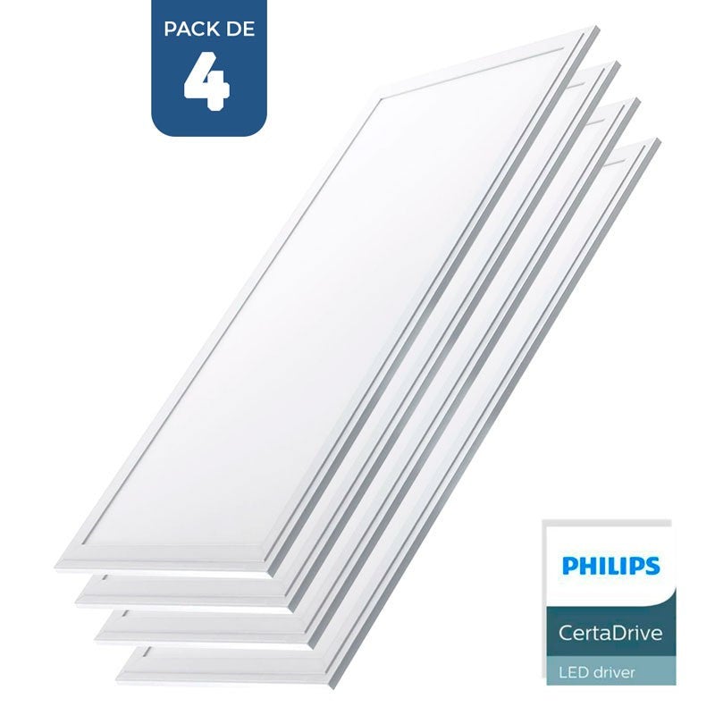Pack de 4 paneles LED slim 120X30 cm - Driver Philips - 44W - UGR19 ...