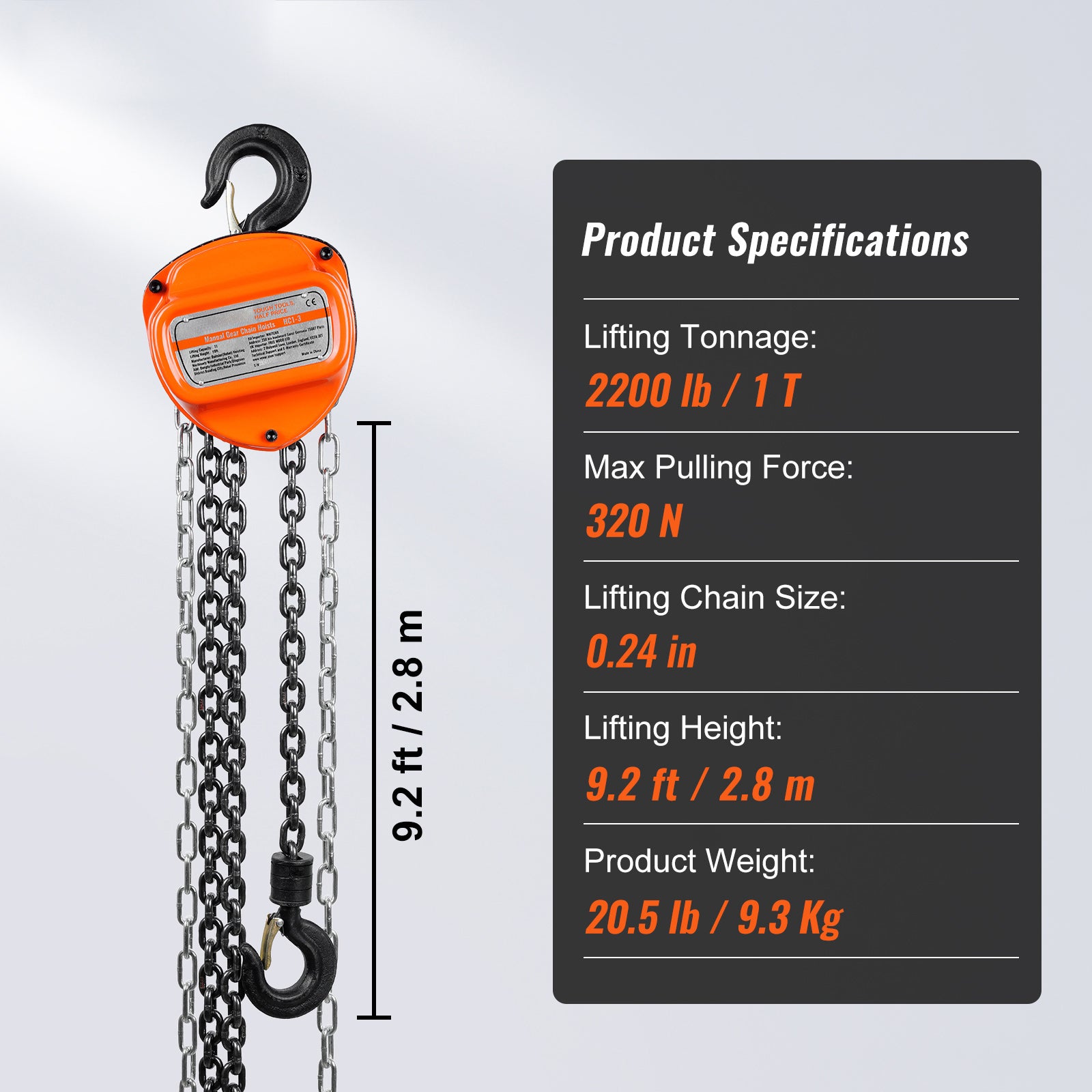Paranco a catena,capacità SucceBuy 1 tonnellata (2200 lb),10 piedi Come ...