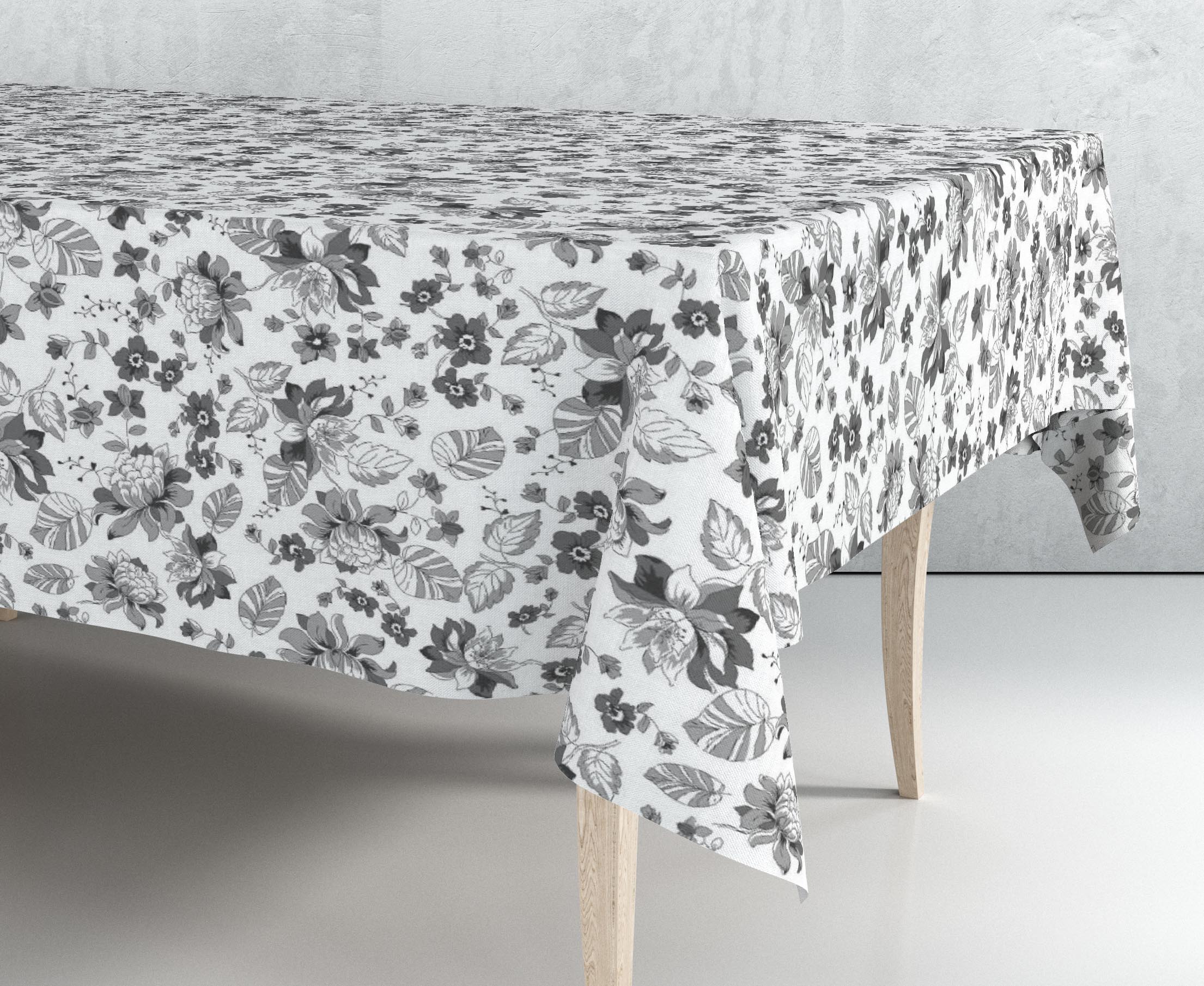 Mantel de Hule Estampado por Metros - Flores Grises 43322-2 | Leroy Merlin