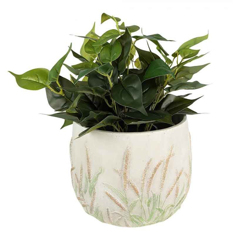 Pot de fleurs pierre tige de blé beige vert 19x14cm | Leroy Merlin