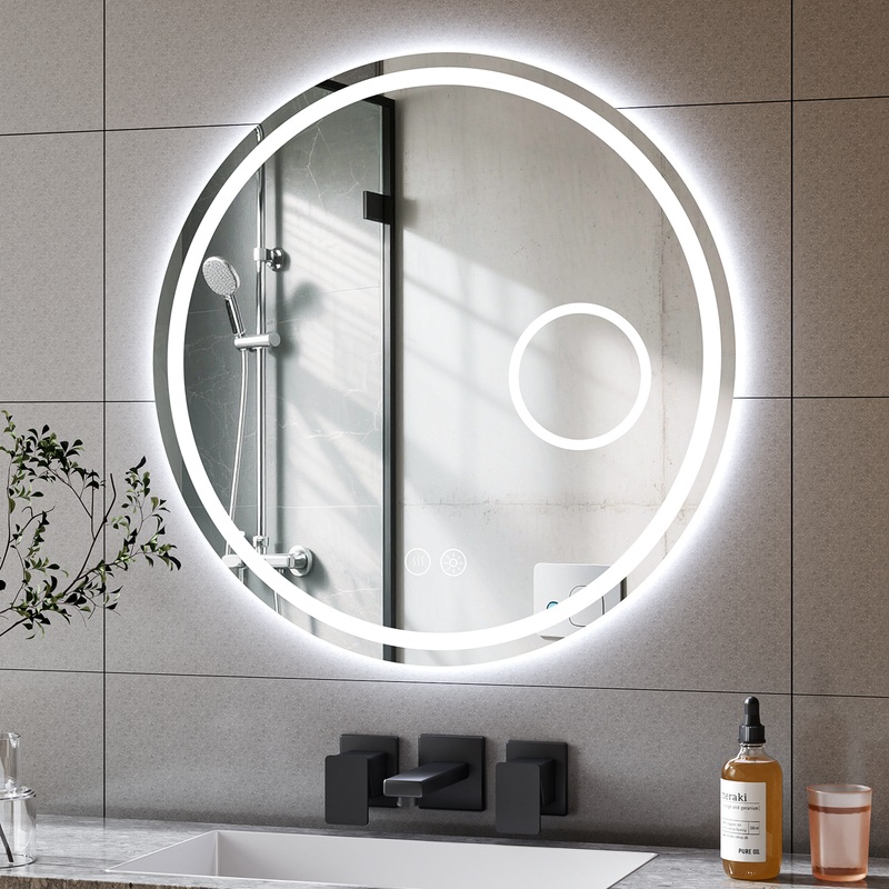 Espejo Redondo LED Cosmético con Lupa Integrada 3X,Iluminación ...