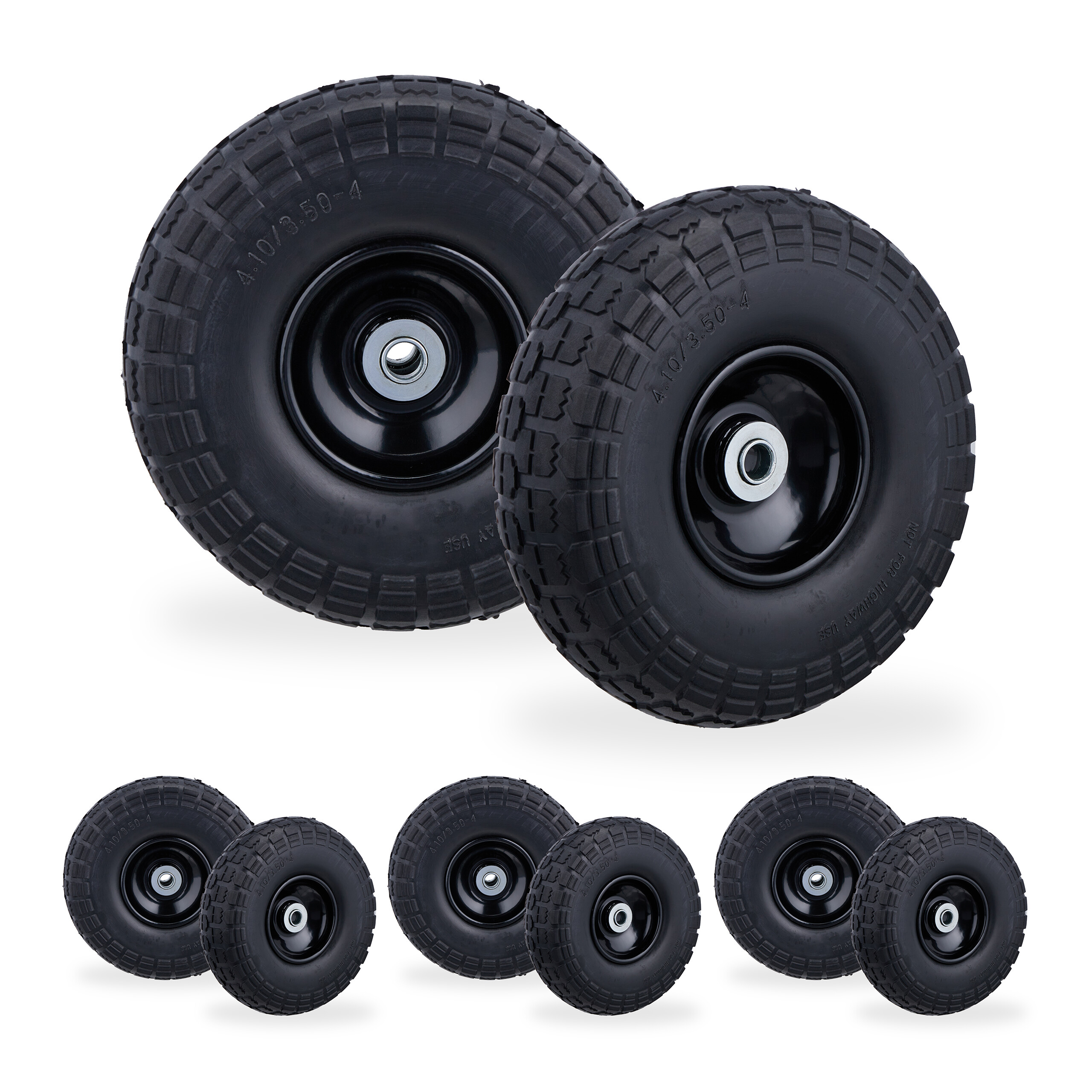 Roue de diable, lot de 8, en caoutchouc, 260x85 mm, increvables, 16 mm ...