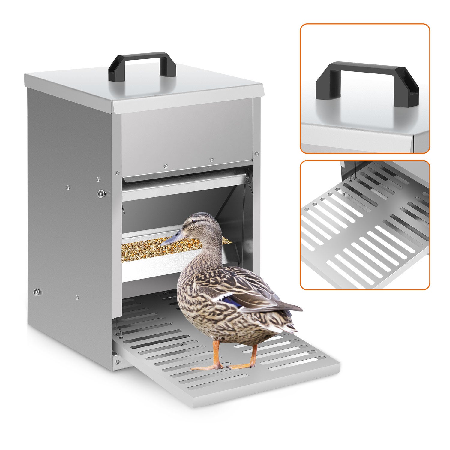 2x Comedero para pollos de acero galvanizado - Comedero automático de ...