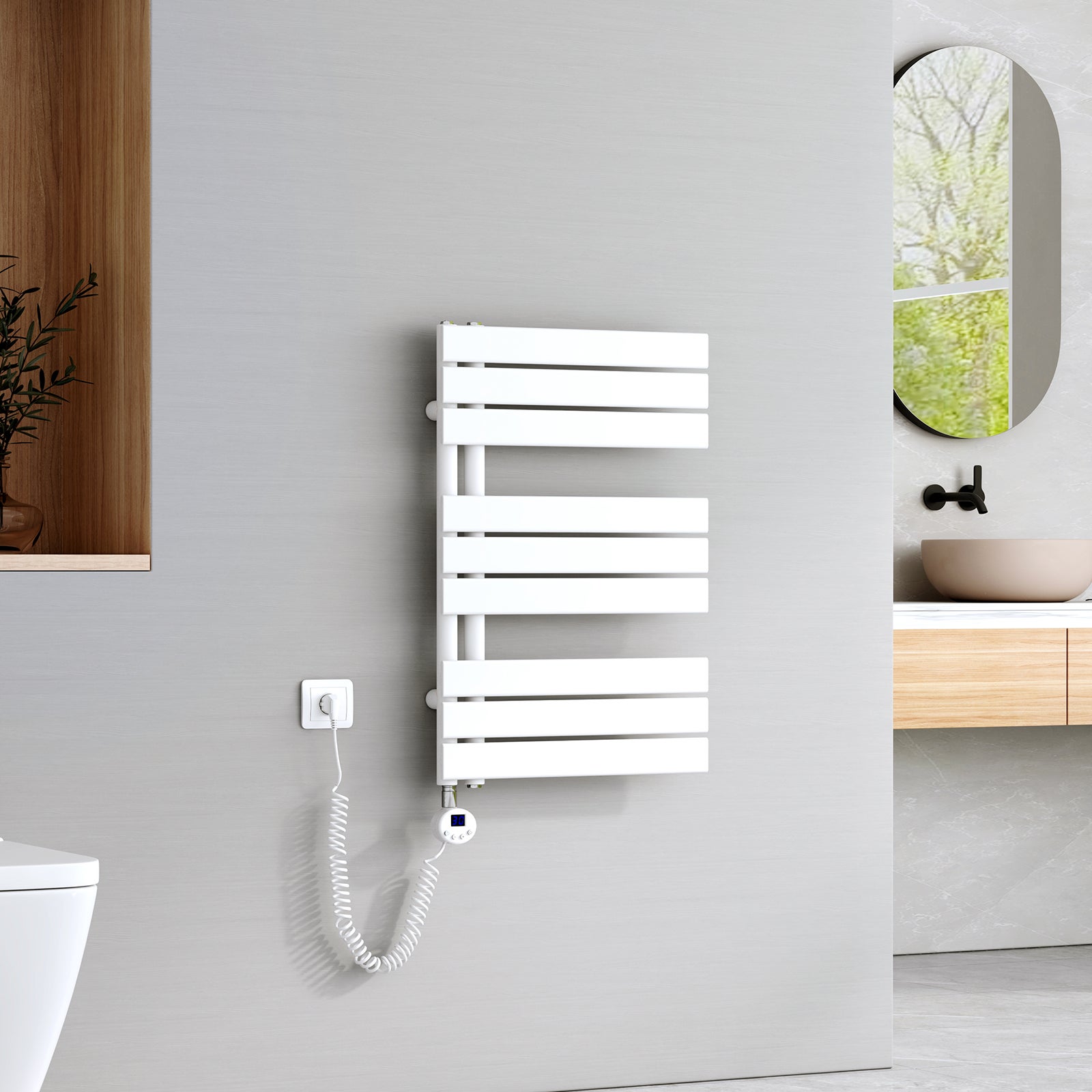 EMKE Radiador toallero eléctrico H.76,2 × A.50 cm con resistencia ...