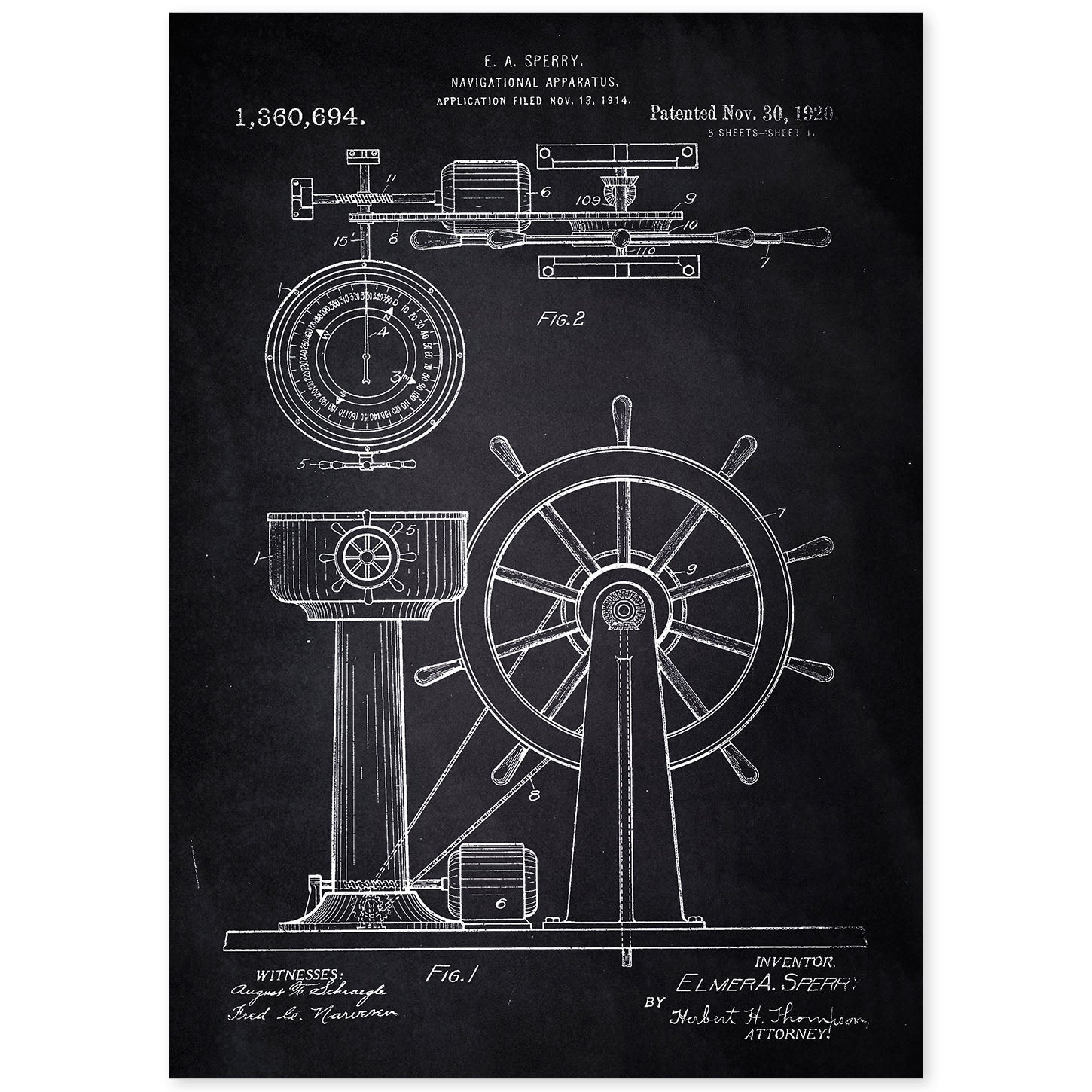 Affiche De Brevet Tumon. Perte Avec Old Patent Design Black Cadre A4 ...