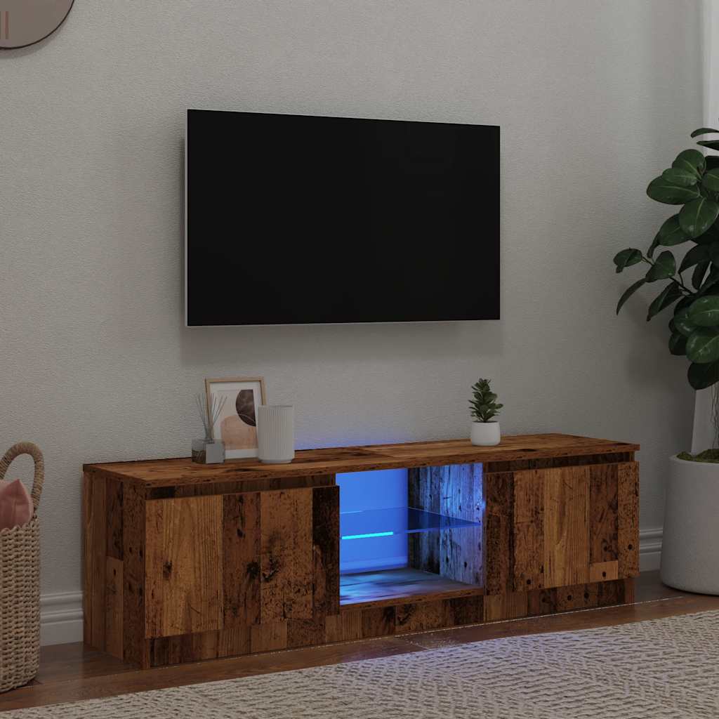 VidaXL Mueble TV luces LED madera ingeniería envejecida 120x30x36 cm ...