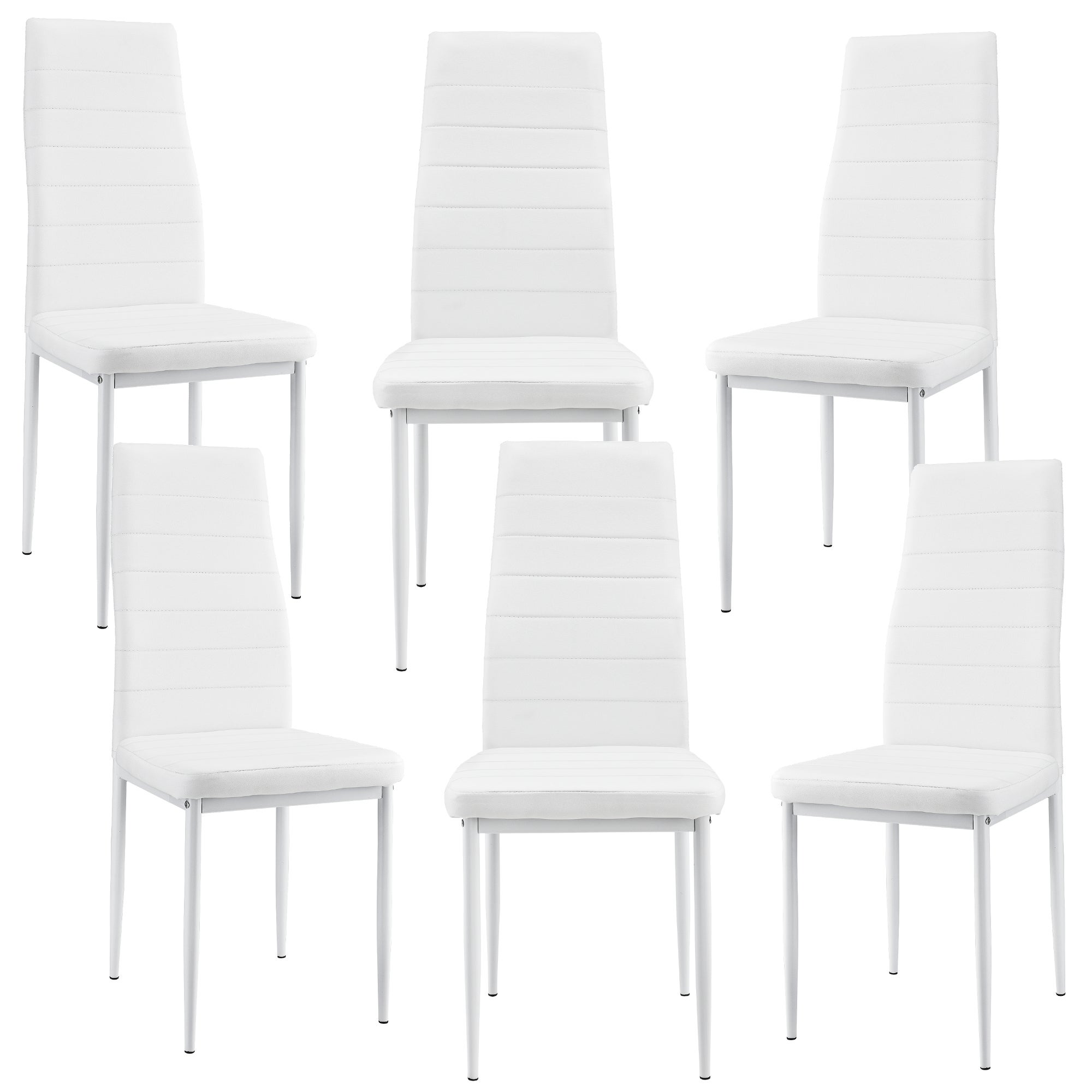 Kit de 6 x Chaises de salle à manger cuir synthétique 96x43x52 cm blanc ...