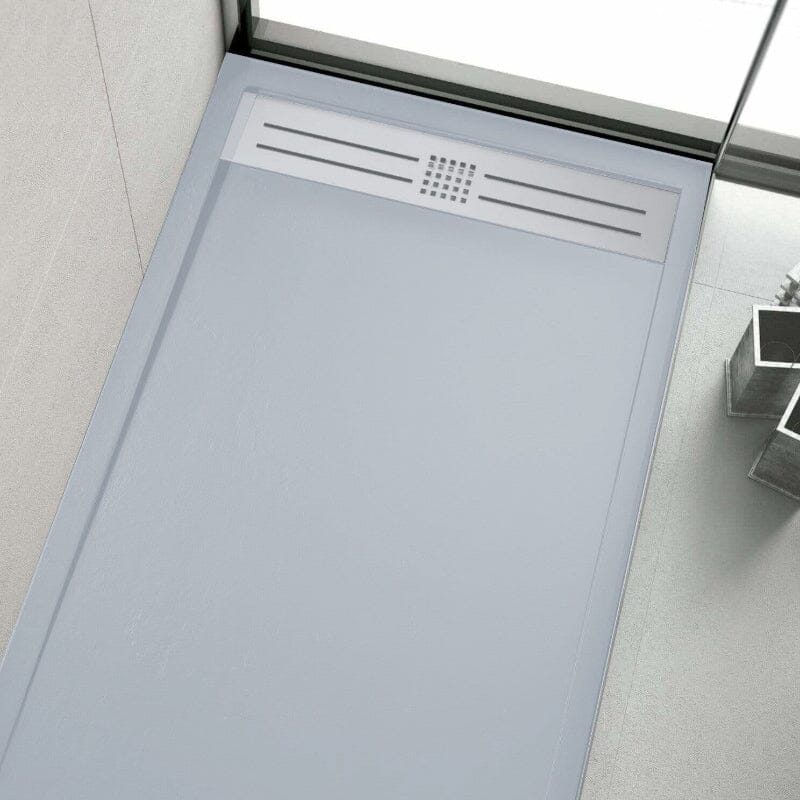 Plato de ducha resina ELITE CENIZA 90x180cm rejilla inox Rejilla acero ...
