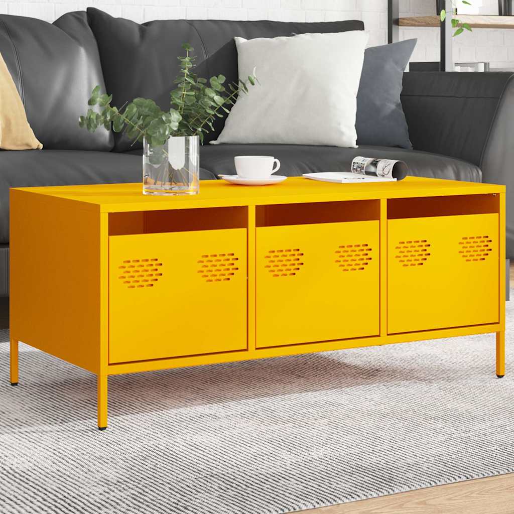 Table basse jaune moutarde 101,5x50x43,5cm acier laminé à froid | Leroy ...