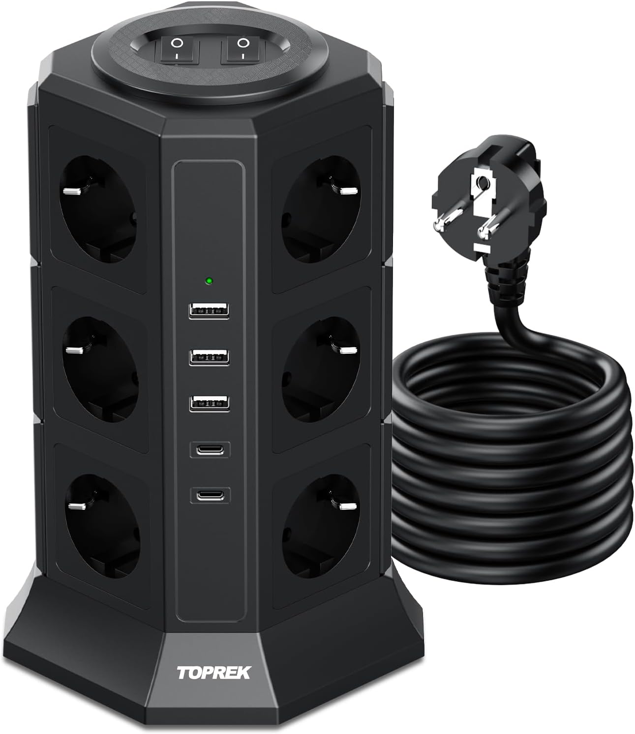 Multiprise avec 2 Interrupteur, 12 Prises Multiprise Electrique avec 3 ...
