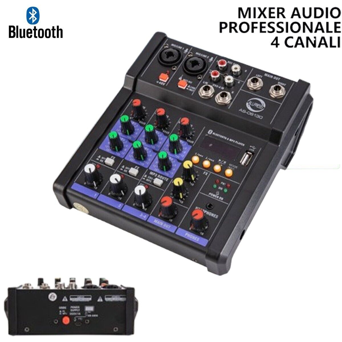 MIXER AUDIO PROFESSIONALE DJ SOUND CONSOLE PORTATILE 4 CANALI BLUETOOTH USB | Leroy Merlin