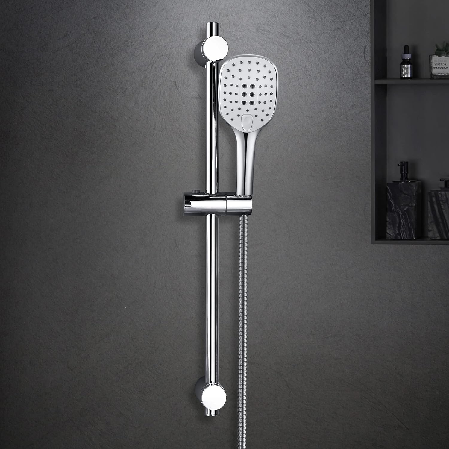JOHO Barre de Douche INOX Chrome 70 cm avec Douchette à main 3 Jets ...
