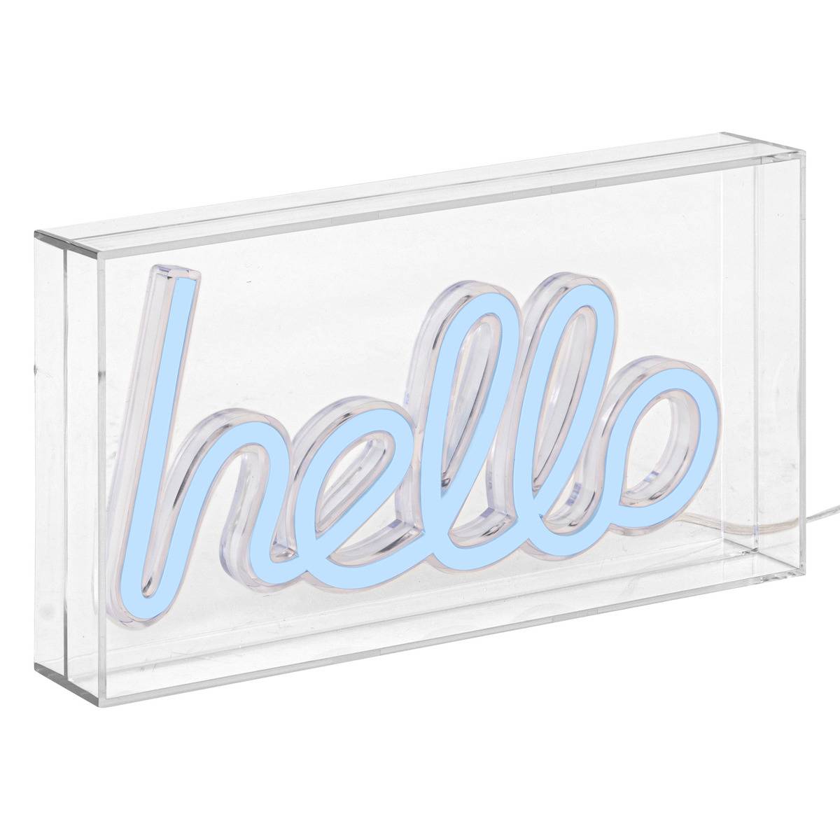 Tube néon à poser led "Hello" bleu L 23cm - Atmosphera créateur d'intérieur | Leroy Merlin