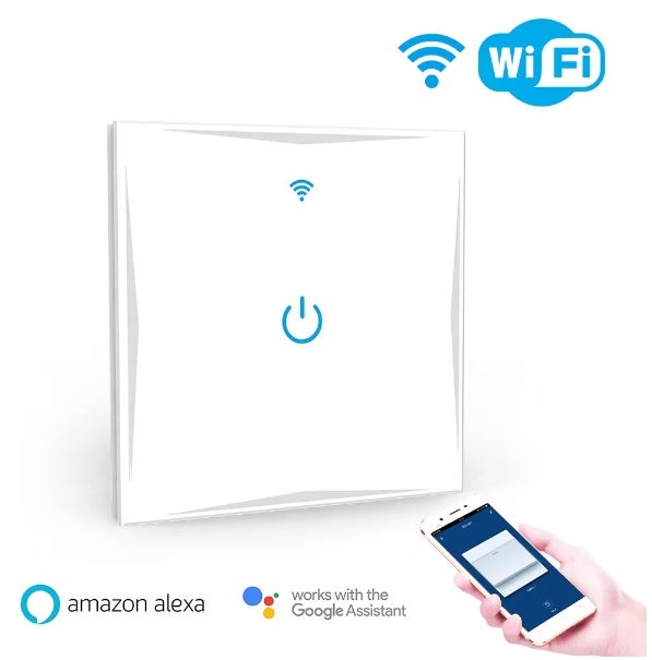 Interruptor inteligente Wi-FI 1 botón Google Home / Alexa / Tyua App ...