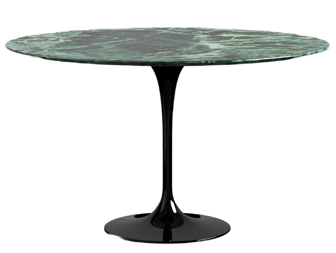 Table tulipe ronde en marbre-Plateau Marbre verde alpi-Diamètre 130 cm ...