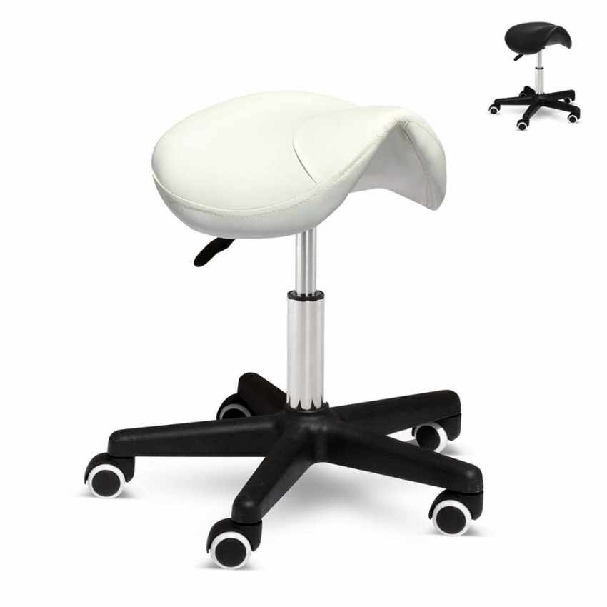 Taburete con ruedas esteticista manicura pedicura cuero polipiel ...