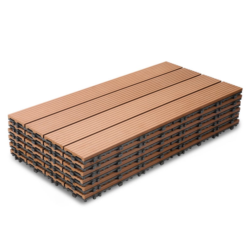 Lot de 6 Dalle de terrasse WPC 30x60cm pour jardin terrasse extérieur ...