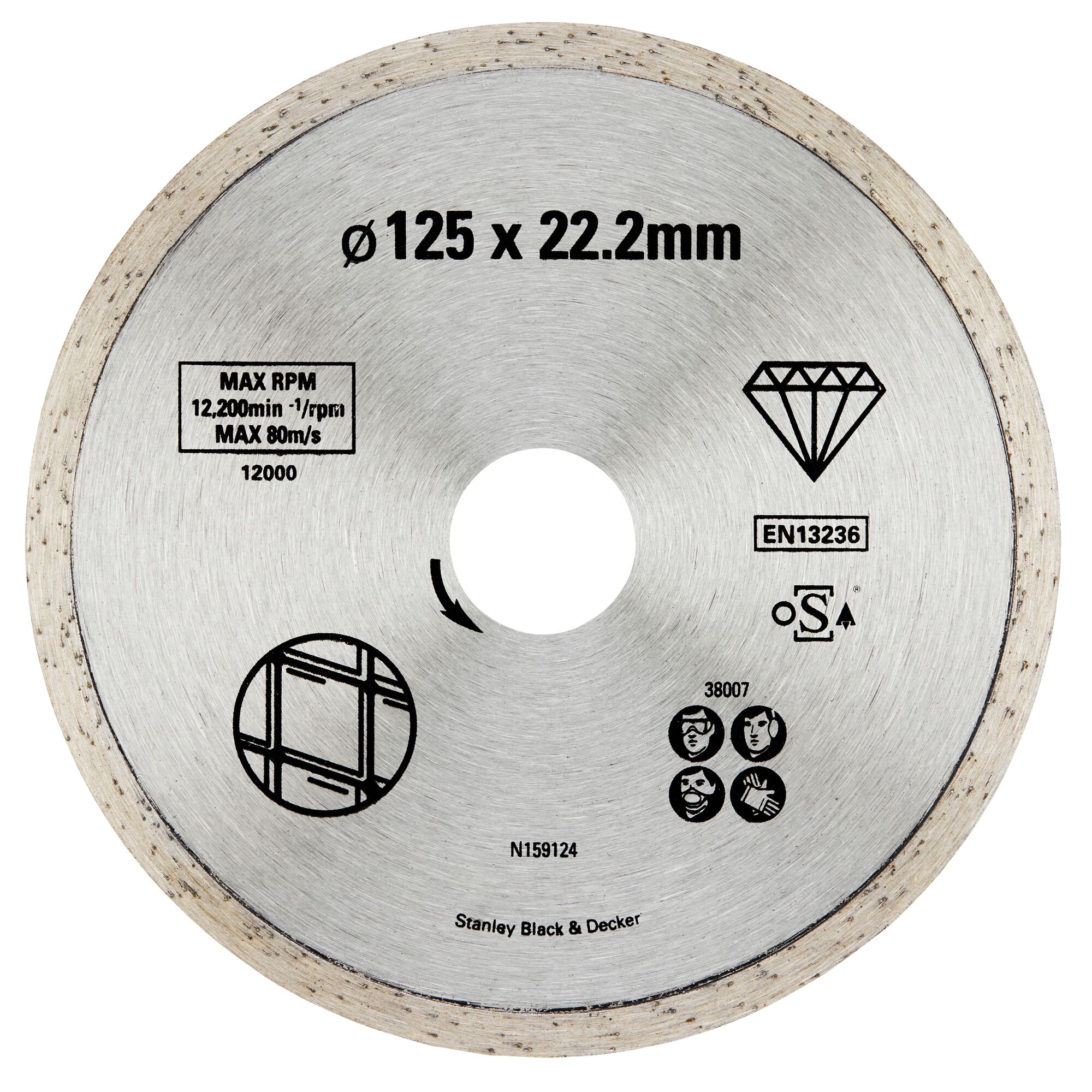 Stanley Disque diamant à bord continu pour carrelage 125x22.2 STA38007 ...