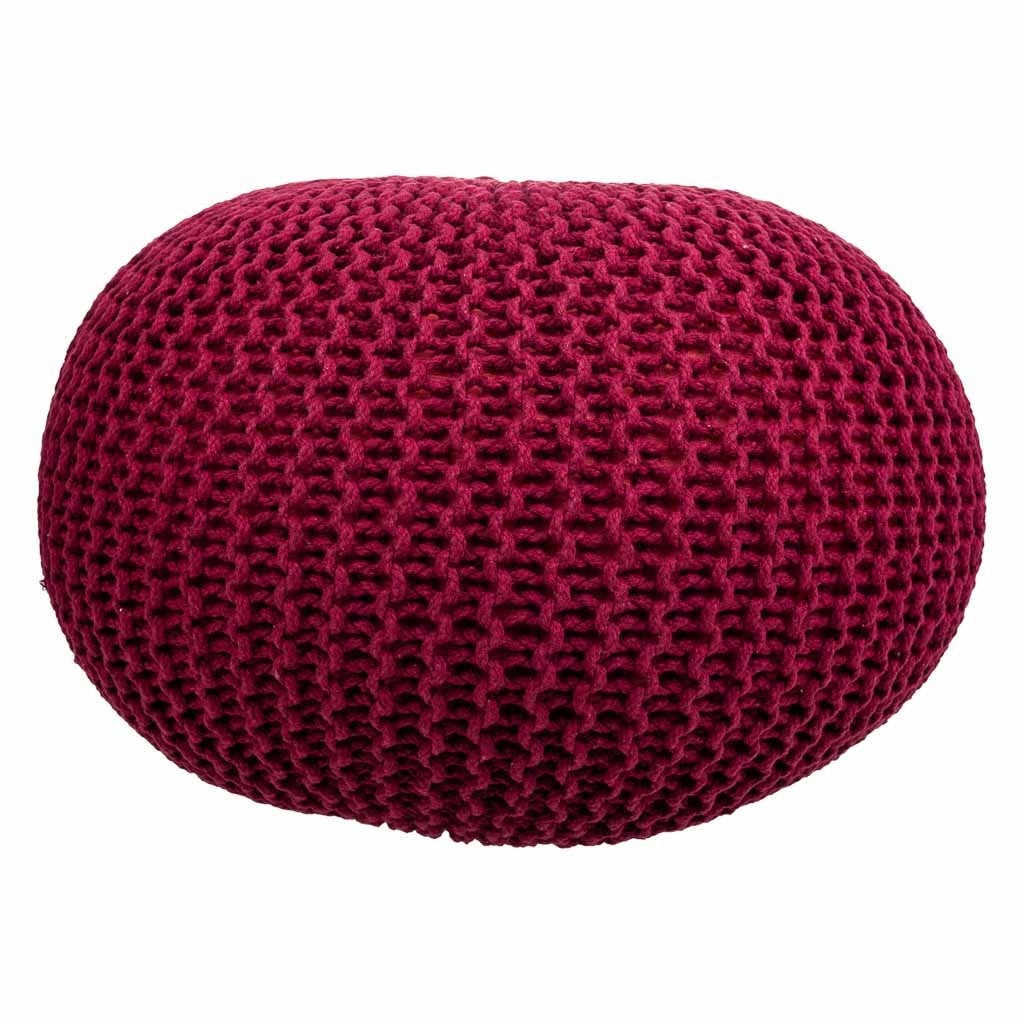 Pouf en coton tressé rouge 45x45x30h | Leroy Merlin