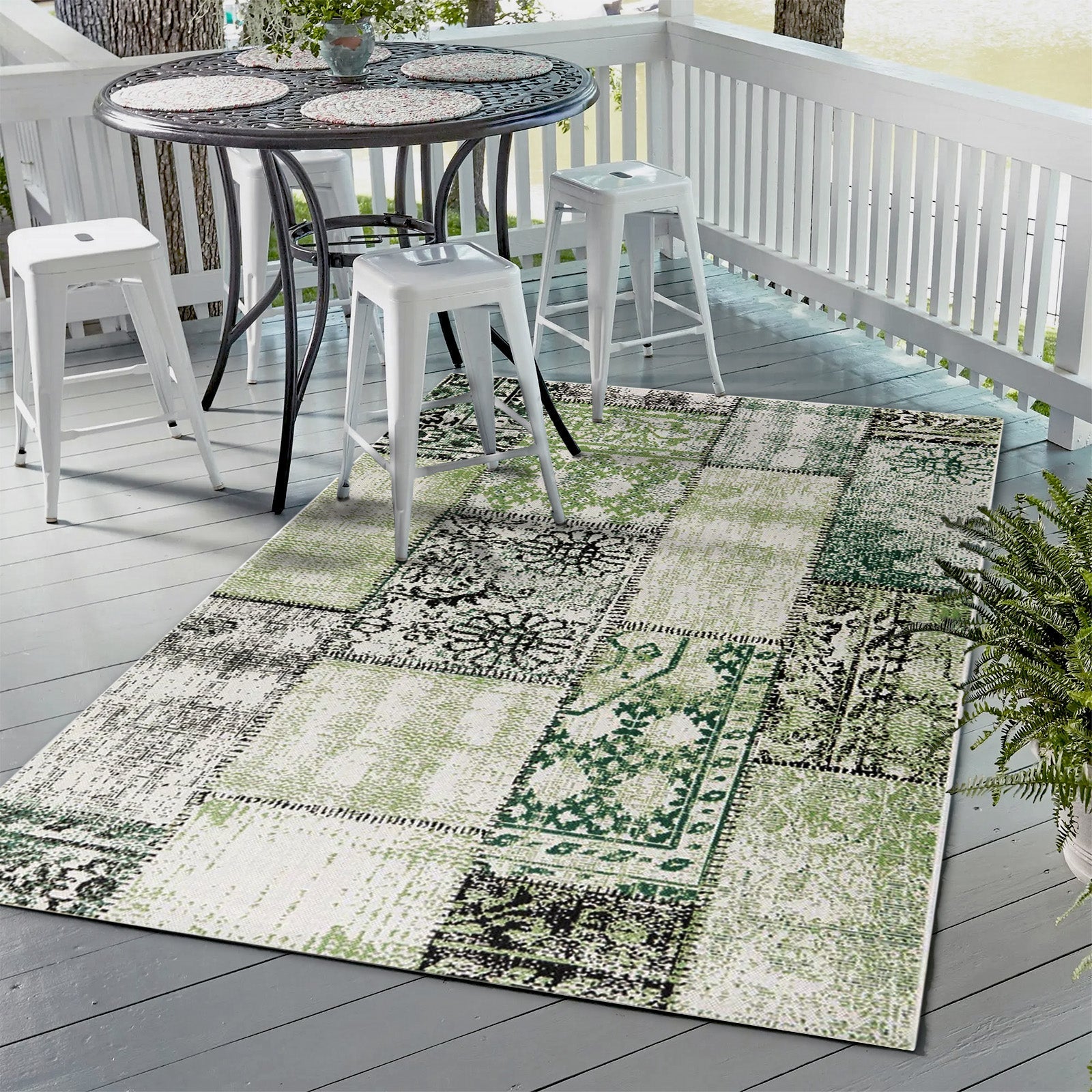 KARAT >Tapis d'extérieur Pour terrasse et balcon Coton Vert 120 x 170 ...