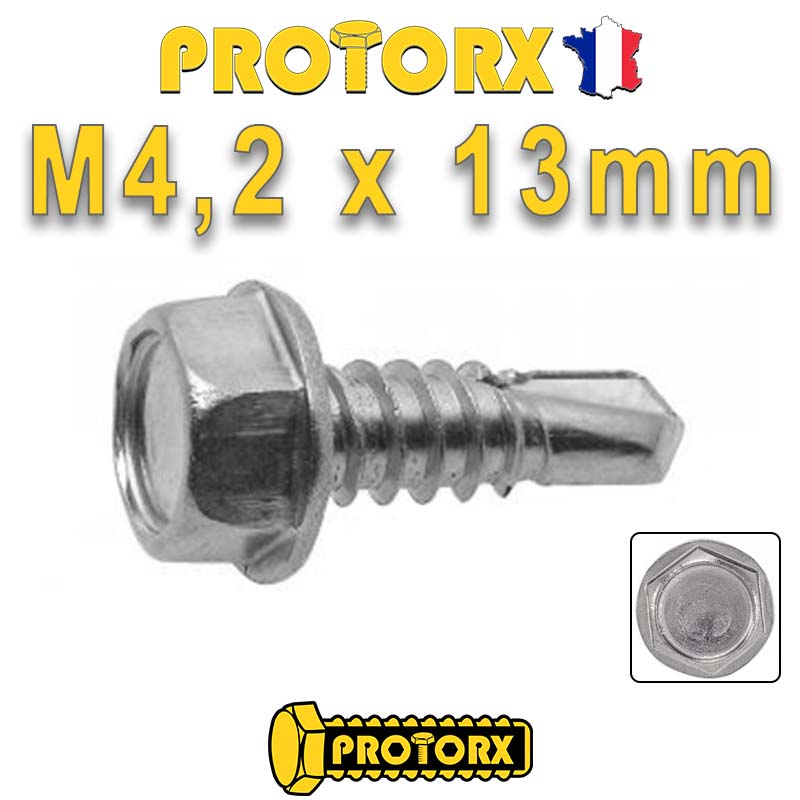 Vis AUTOPERCEUSE Tête Hexagonale à EMBASE : (M4,2 x 13mm) x 30pcs ...