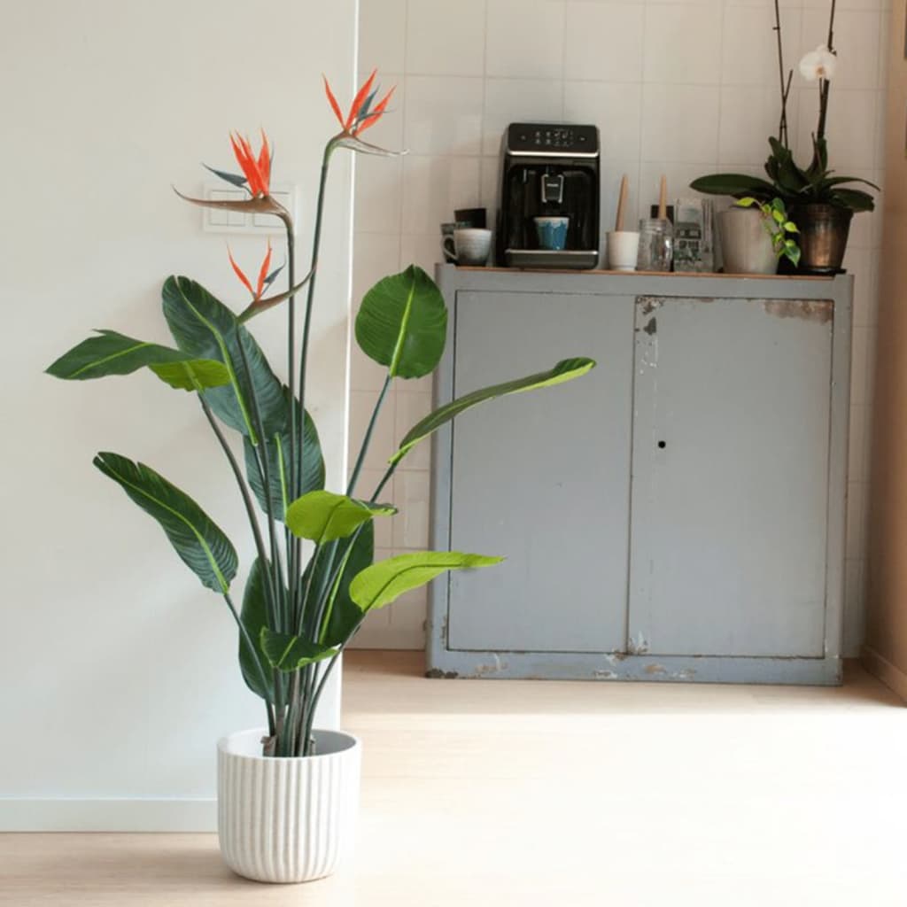 Emerald Plante artificielle Strelitzia en pot avec fleurs 120 cm ...