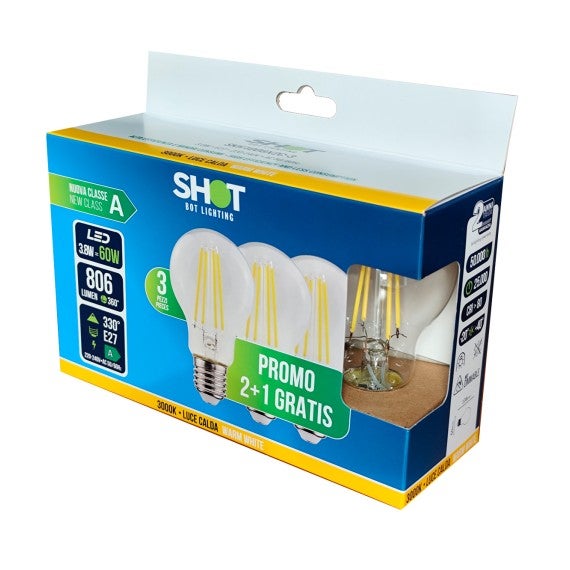 Pack 3 Standard E27 3,8W - 806 Lm, 4000K, 50 000 Heures, Classe Énergétique A, Économie d ...