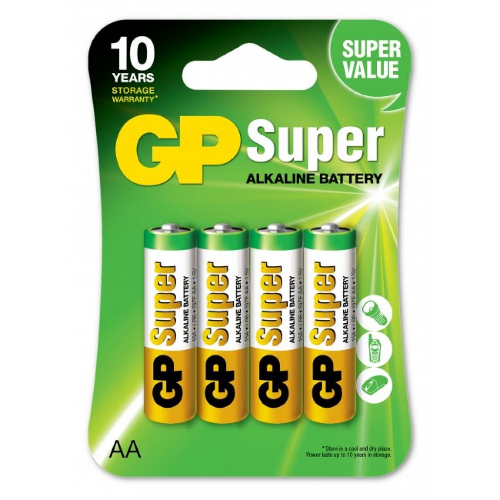 Batteria Super Alcalina 1,5V Stilo AA / 15A-2U4 / LR6 (Blister 4 Pezzi ...