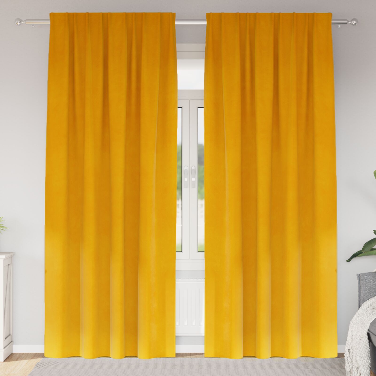 Cortinas Opacas vidaXL con cinta superior 2 pcs Amarillo Mostaza ...