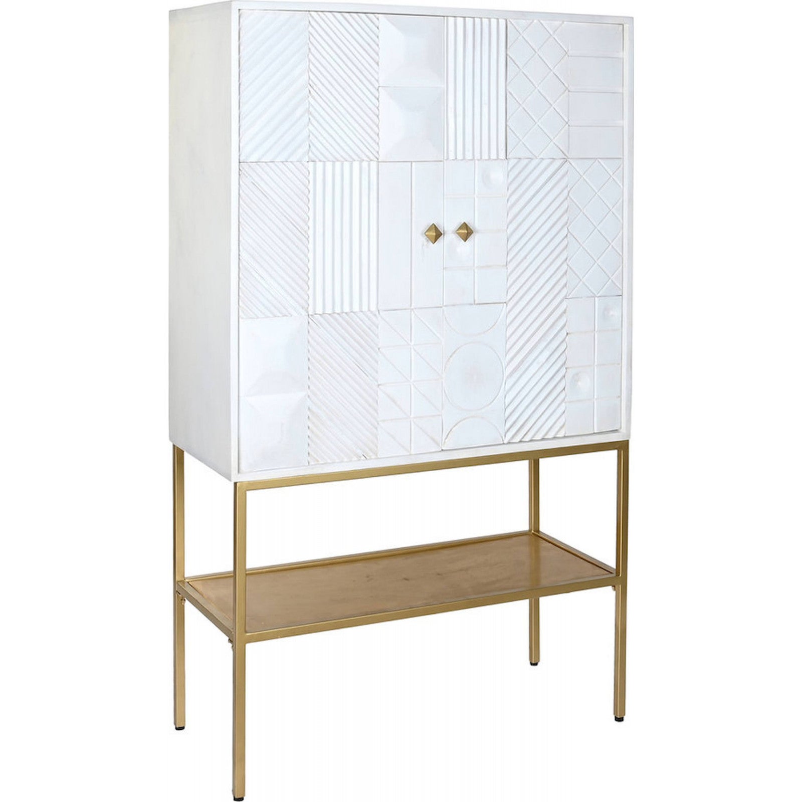 Buffet blanc doré élégant pour intérieur chic 91 x 44 x 152 cm Blanc ...