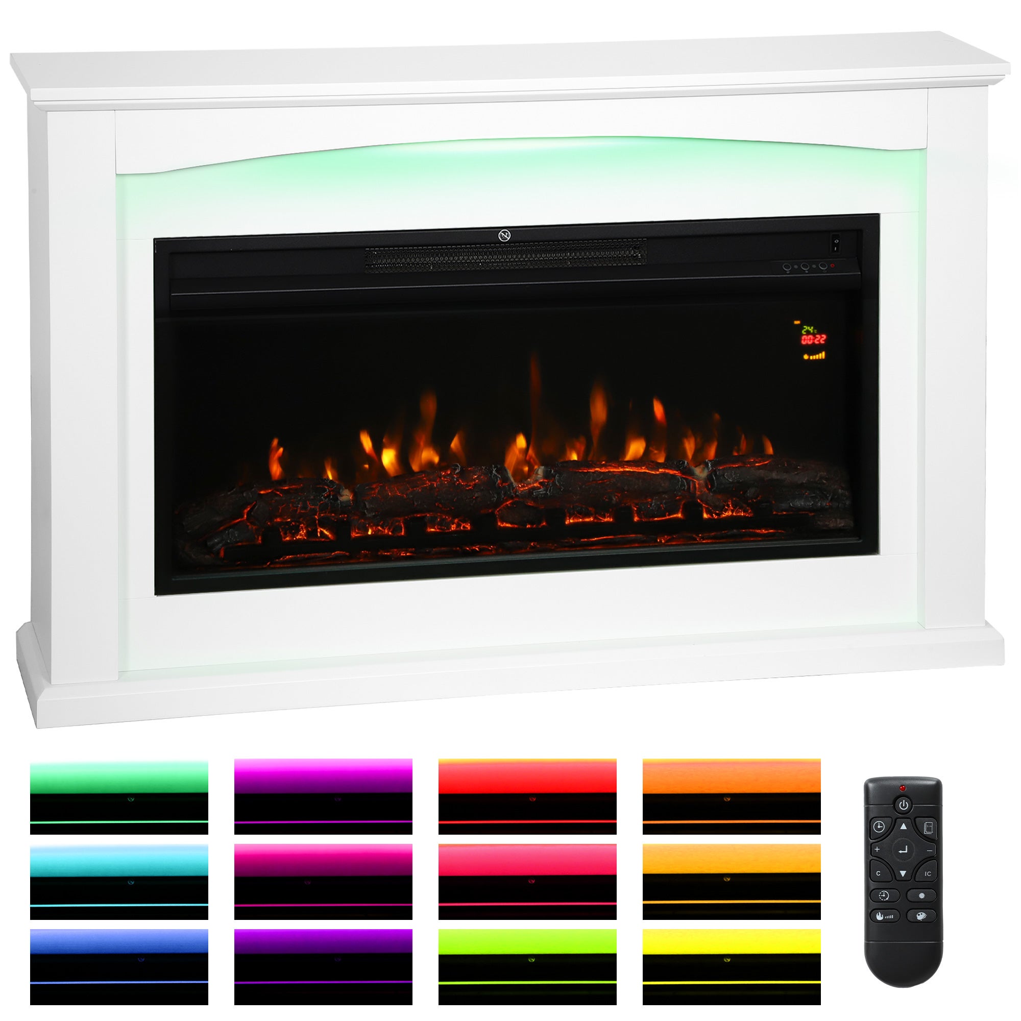 Cheminée électrique 1000W/2000W, fausse cheminée décorative, effet ...