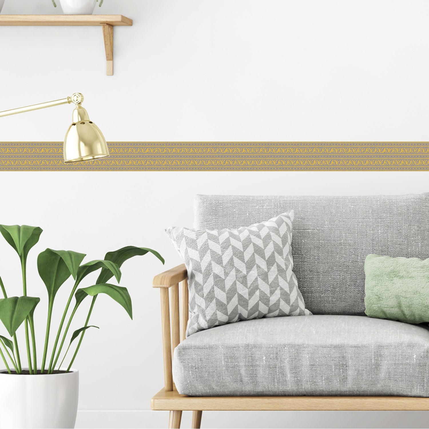 Frise décorative adhésive, frise motif dorée, graphique abstrait sur ...