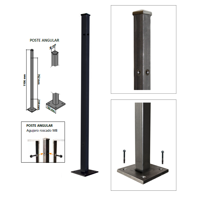 Poste hierro bruto esquina para panel modelo Linear | Leroy Merlin