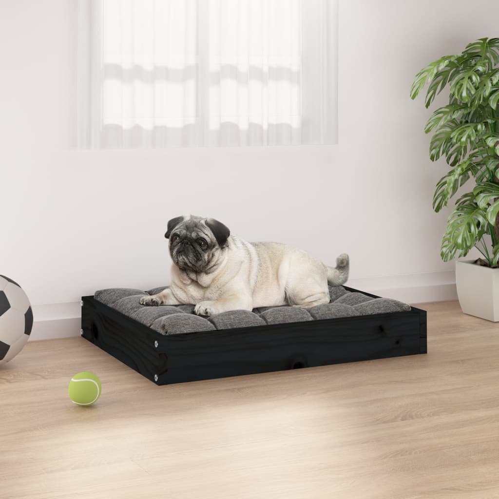 Lit pour chien | Lit pour animal Noir 61,5x49x9 cm Bois de pin solide ...