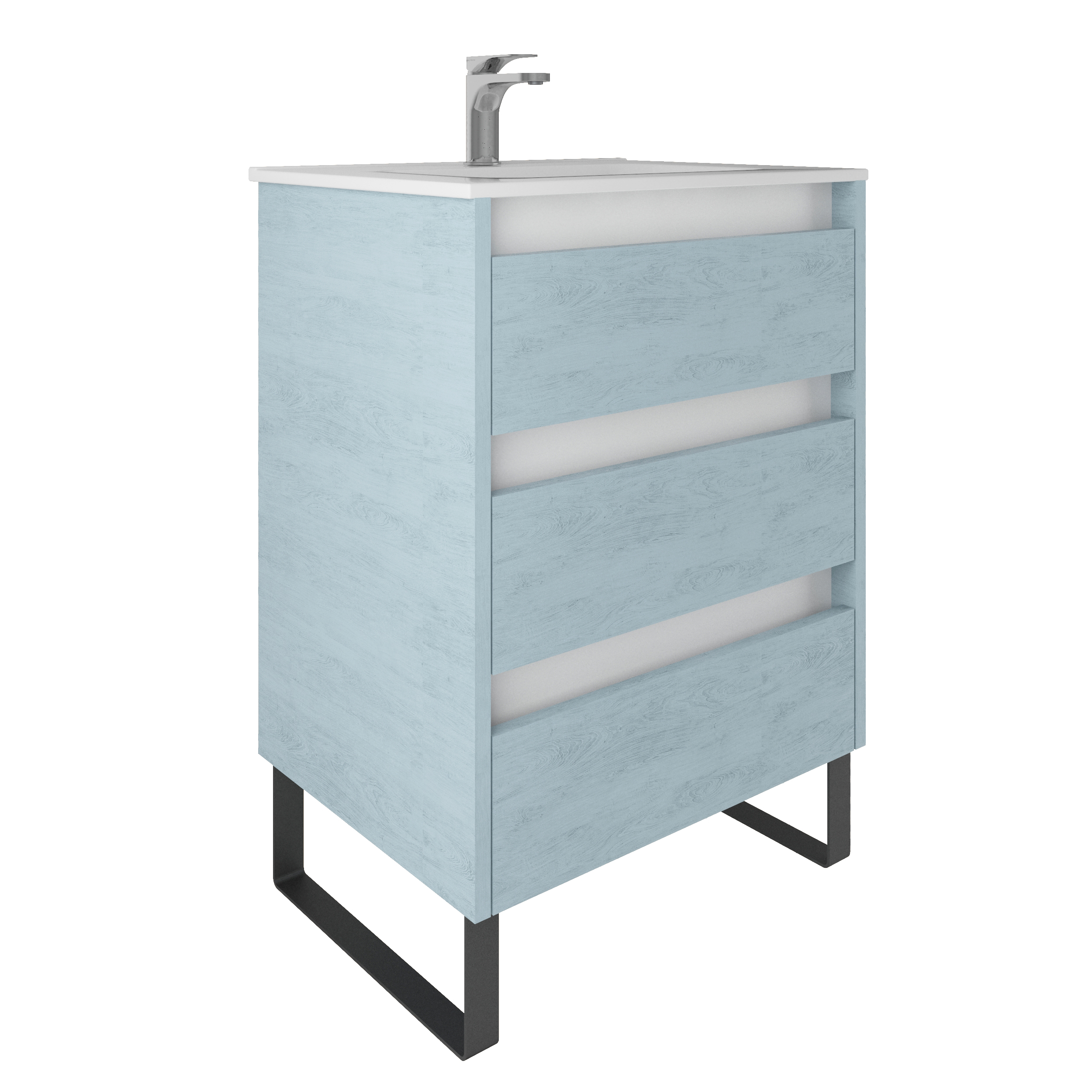 Meuble de salle de bain 60 cm + vasque en céramique + pieds : Tivoli : L 60 X L 90 X P 45 cm ...