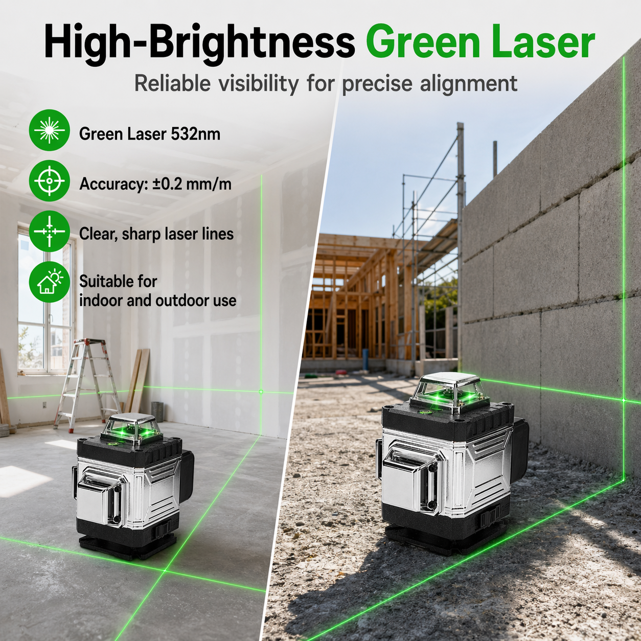 Nivel Láser 16 Líneas 360° Autonivelante, Haz Verde, IP54 Impermeable ...
