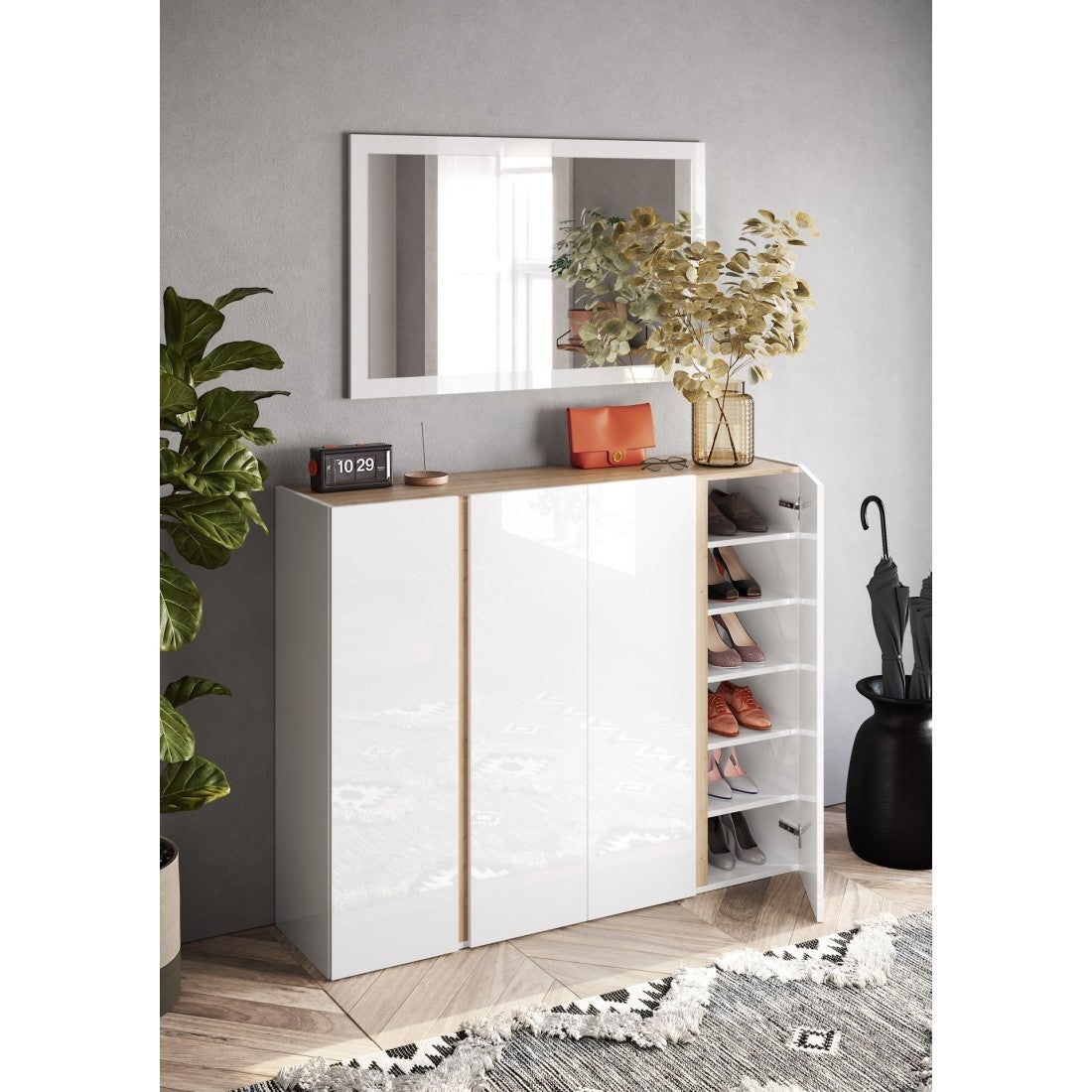 Mueble de almacenamiento de 4 puertas con 10 estantes ajustables ...