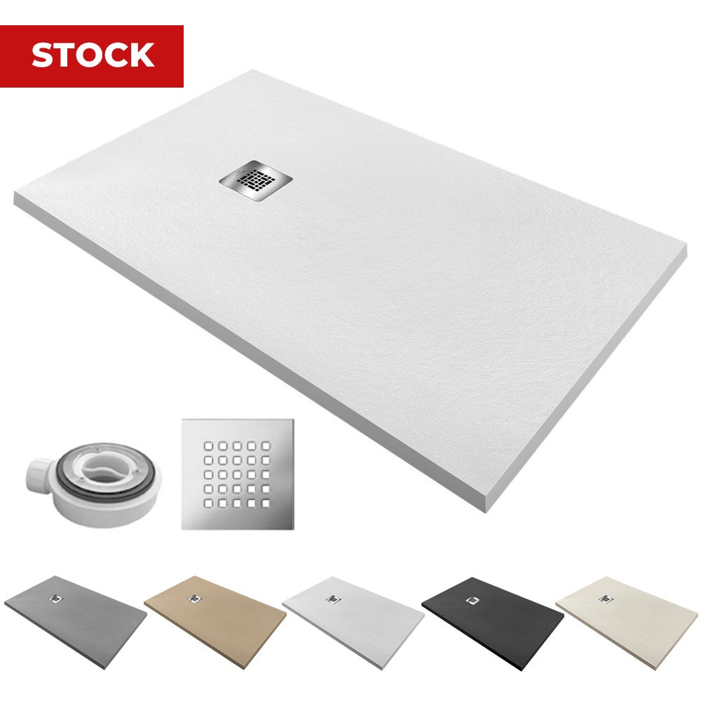 Plato de Ducha de Resina Antideslizante | Válvula de Desagüe y Rejilla ...