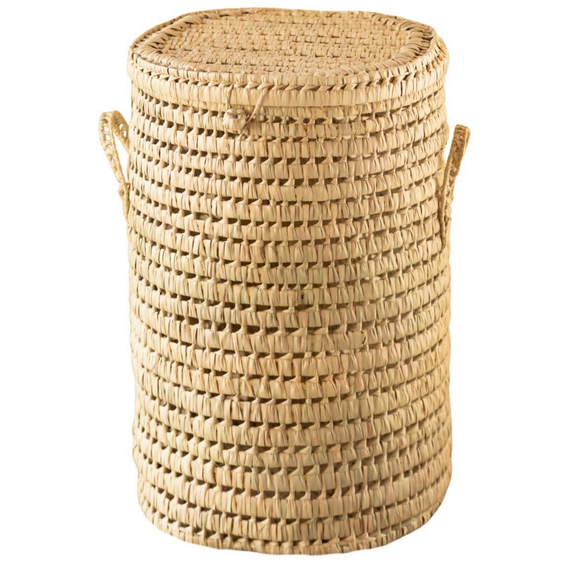 Panière à linge ronde palmier - Naturel - 38x38x53 cm - Osier | Leroy ...