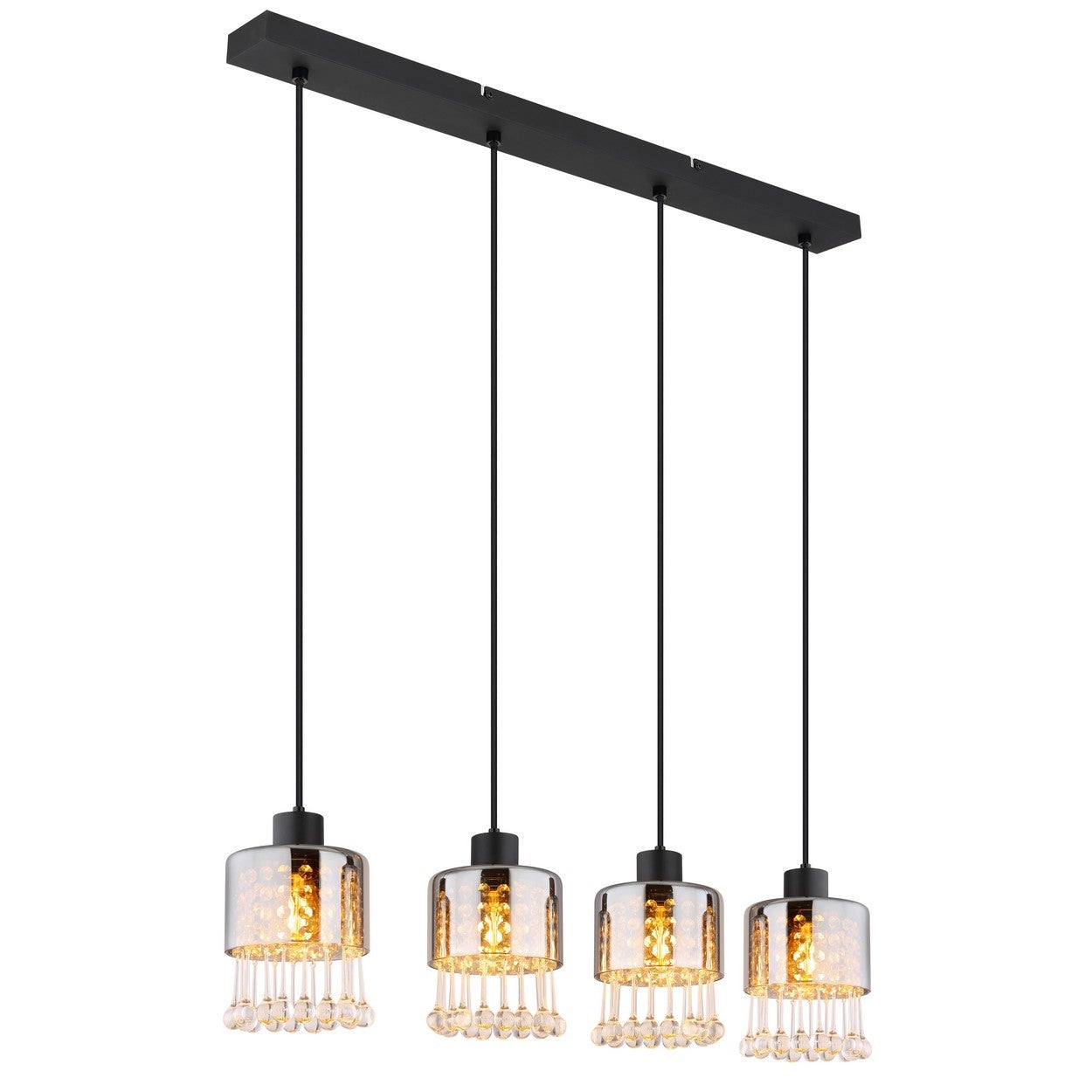 Globo Hendry Suspension de bar, abat-jour en verre fumé noir mat, 4 ...