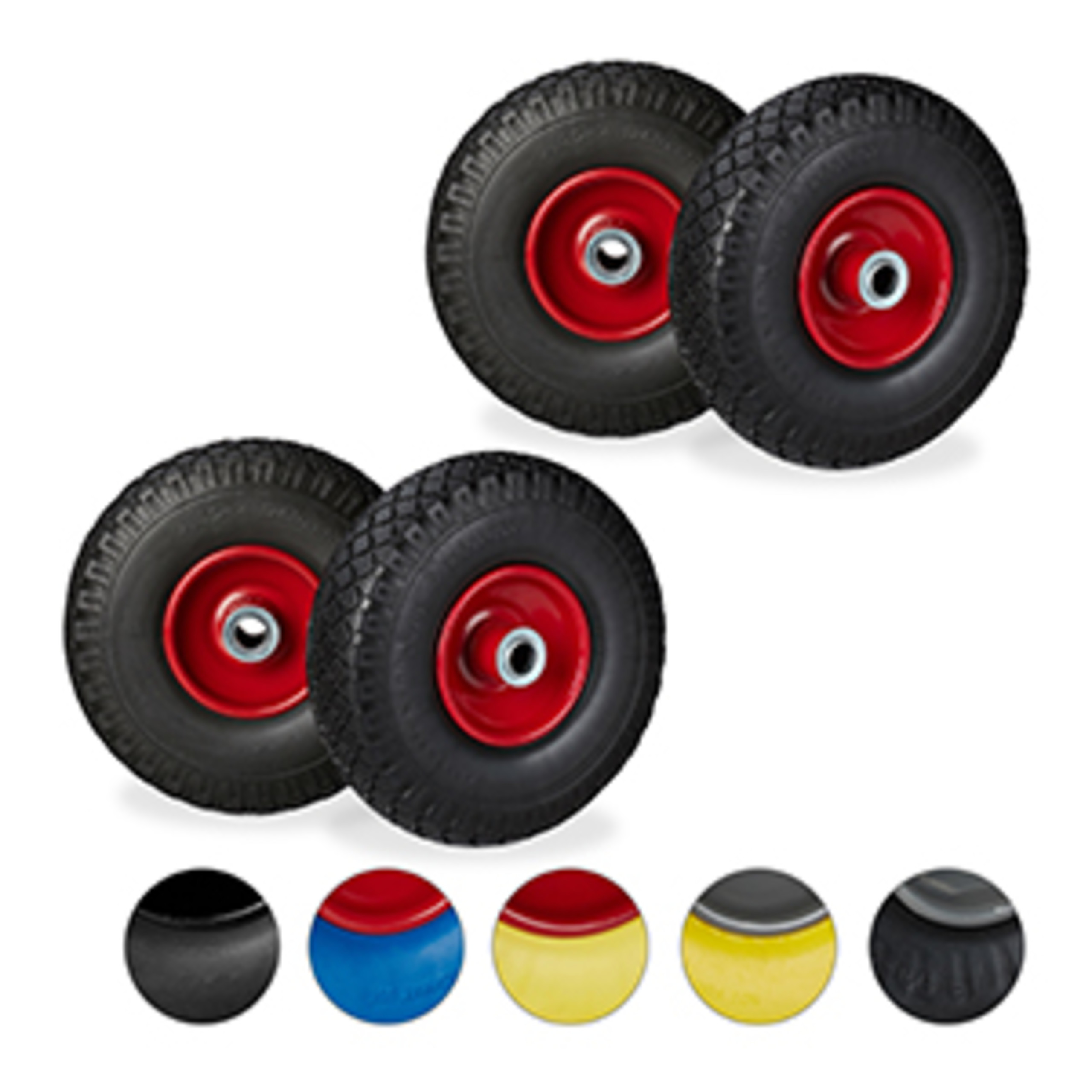 Roue de diable, lot de 4, roue de brouette caoutchouc, pour axe de 20 ...