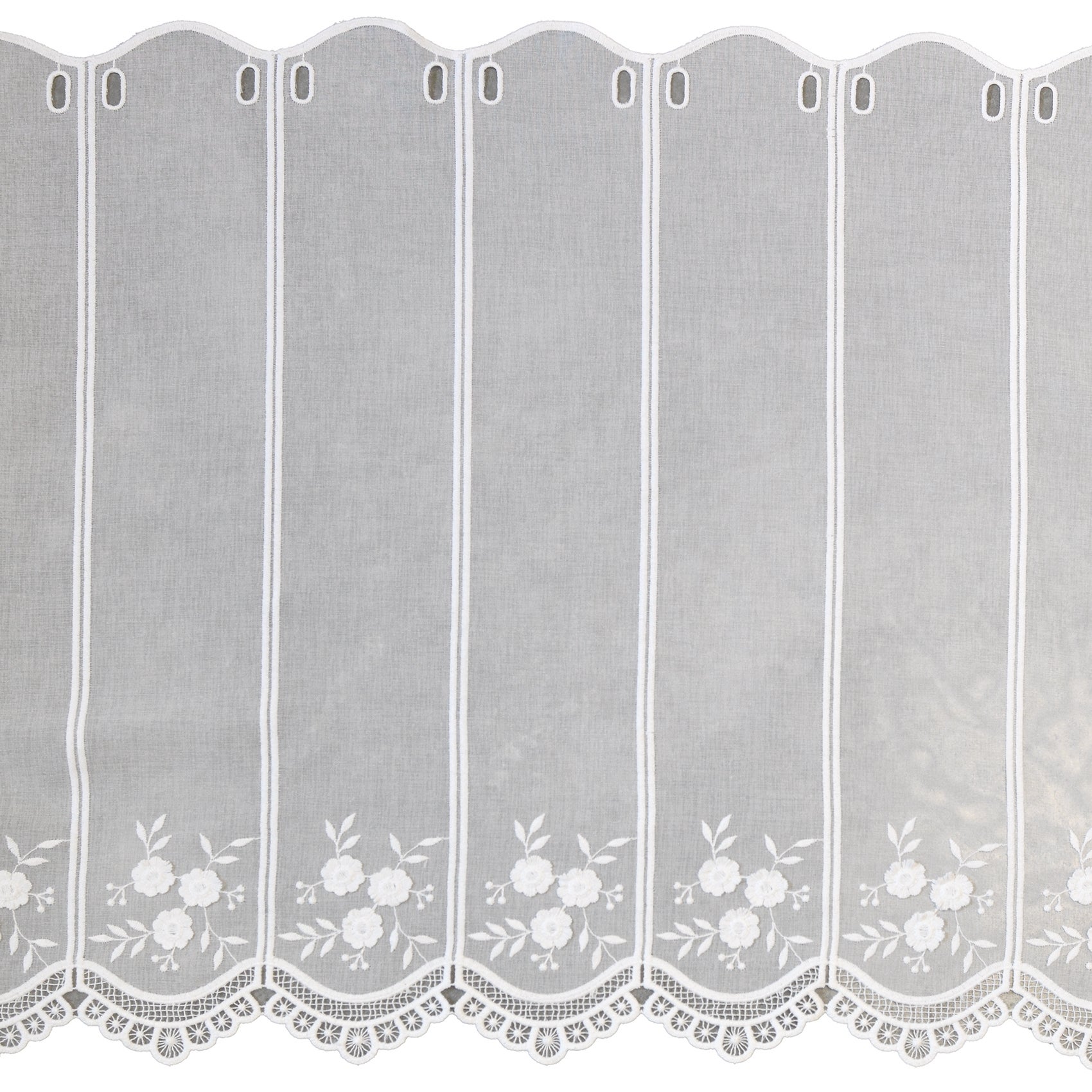 Brise bise fleurs brodées - Blanc - 90x60 cm - Polyester | Leroy Merlin