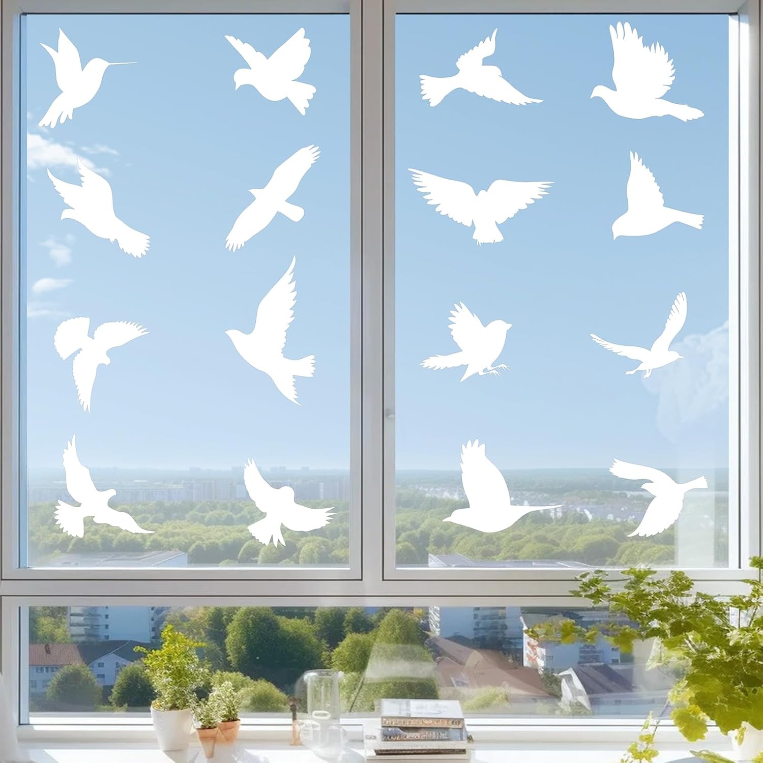 Lot de 16 autocollants blancs anti-oiseaux pour fenêtres, pour la ...