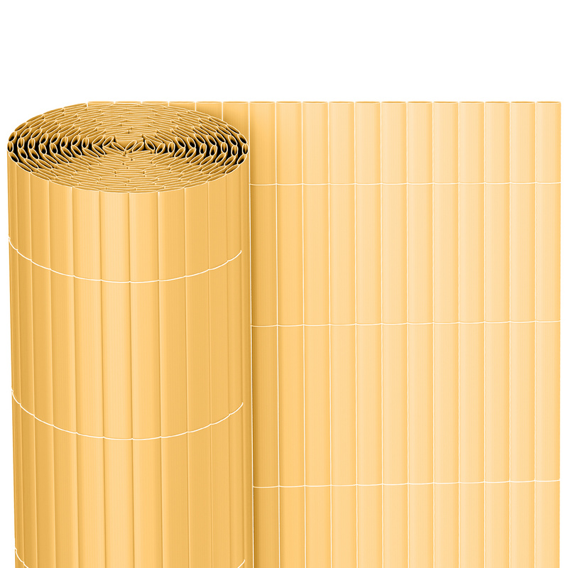 Biombo de mimbre PVC para terraza jardín balcón, Bambú (140 x 500 cm ...