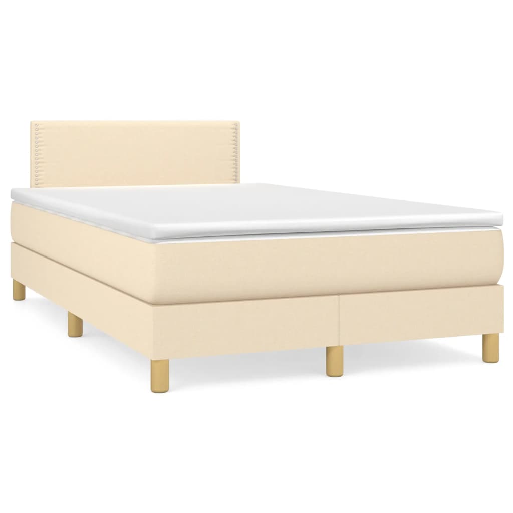 Maison Exclusive - Cama box spring con colchón y luces LED tela crema ...